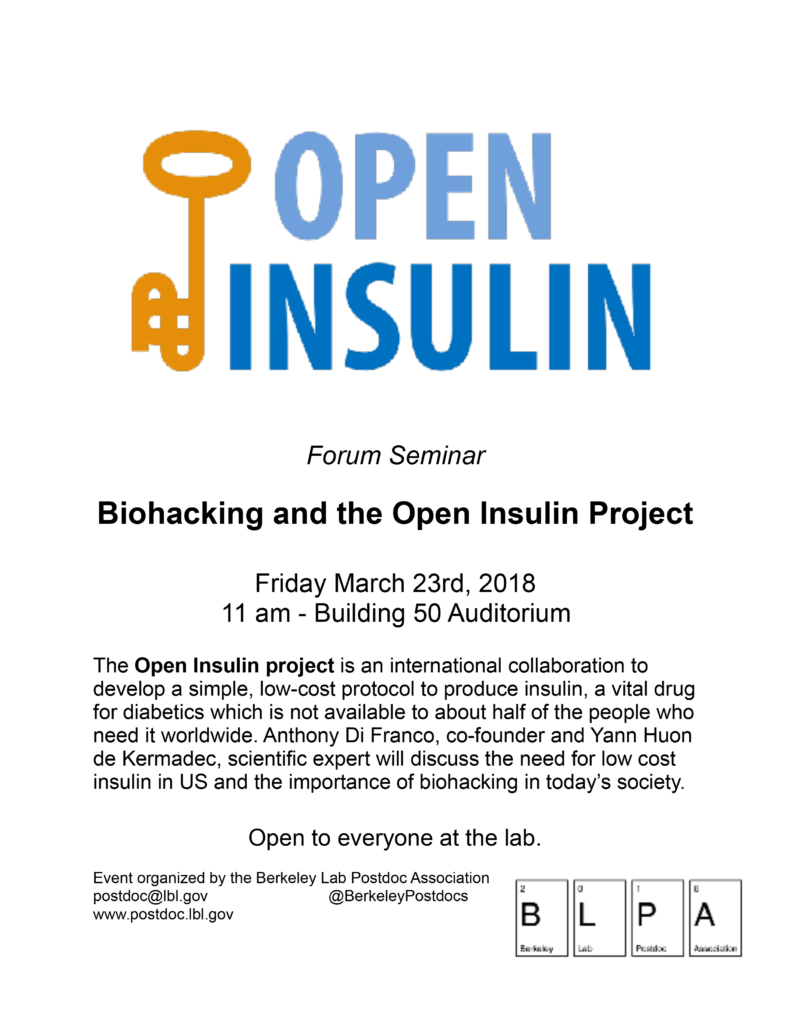 Open Insulin – Forum Seminar – Berkeley Lab Postdoc Association